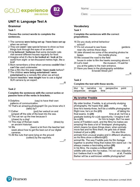 Gold Exp B2 Unit 6 Language Test A Pdf