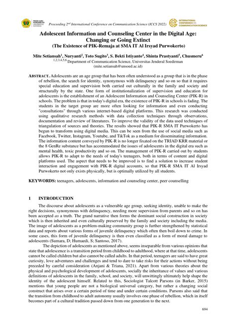 Pdf Adolescent Information And Counseling Center In The Digital Age