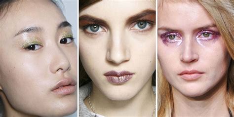 Glitter Eyeshadow And Lipstick Seen On The Runways Glittery Makeup