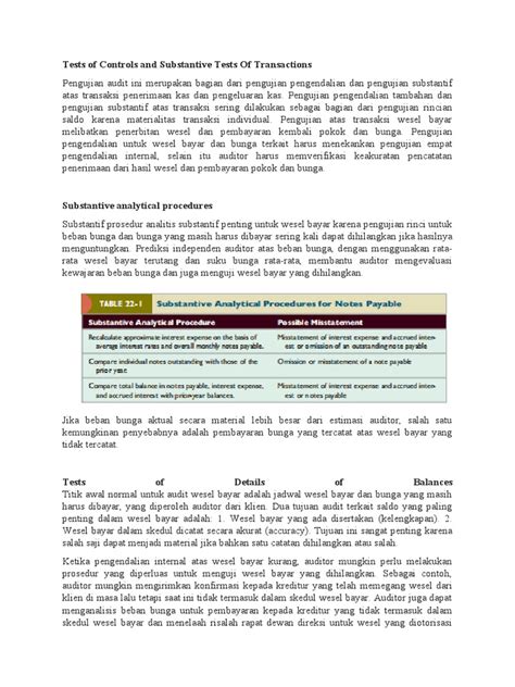 Audit Test Of Control And Substantive Pdf