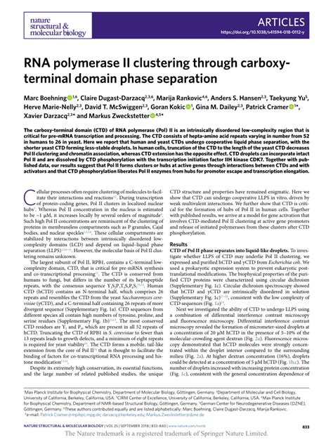 Rna Polymerase Ii Clustering Through Carboxy Terminal Domain Phase