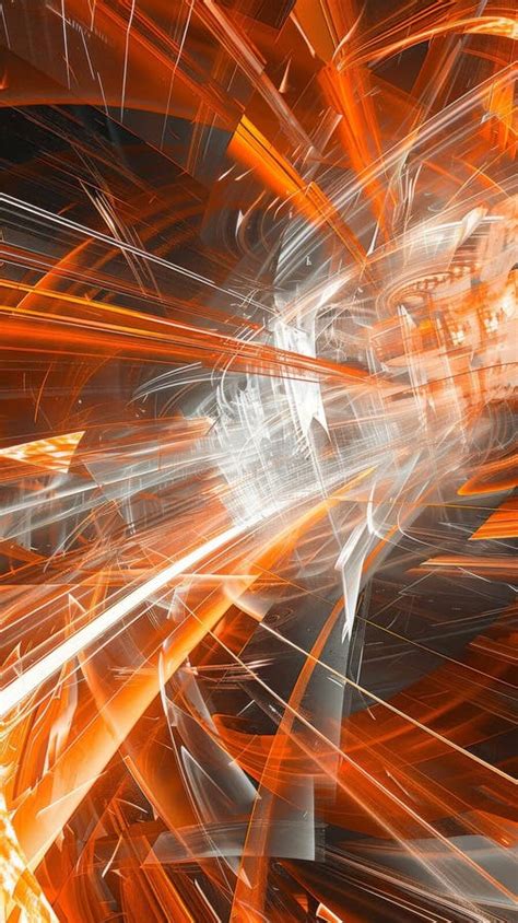 Abstract Digital Art With Orange And Silver Light Trails Dynamic