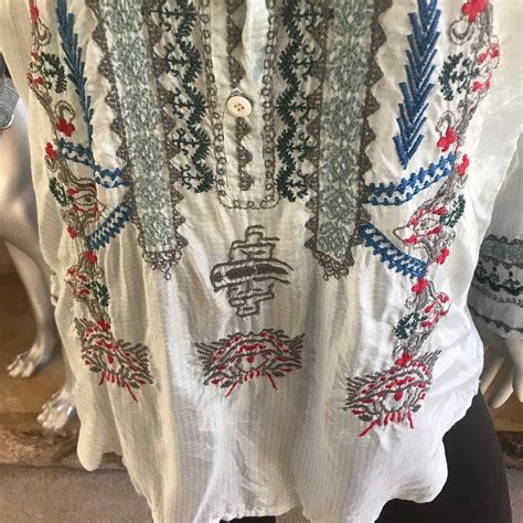 Johnny Was Biya Silk Floral Embroidered Popover Long Gem