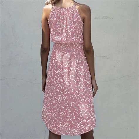 Us 3099 Casual Elegant V Neck Print Women Dress Summer Spaghetti