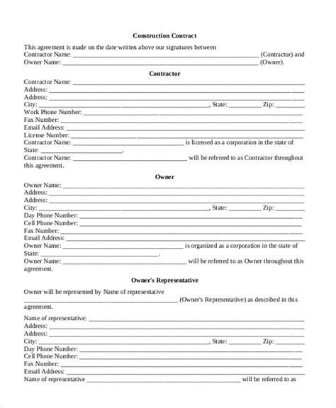 Free 8 Sample Contractor Contract Forms In Pdf Ms Word