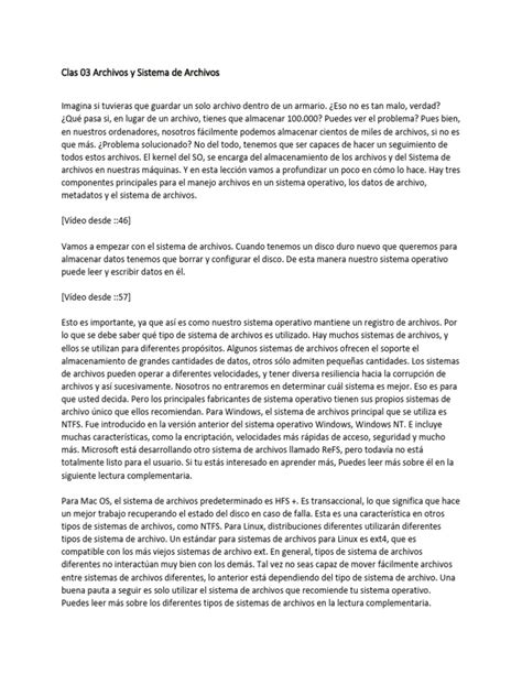 Class 03 Archivos Y Sistema De Archivos Pdf Archivo De Computadora