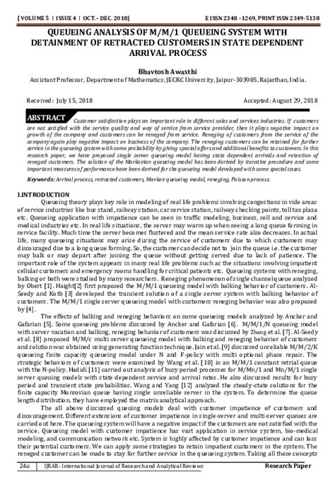 Pdf Queueing Analysis Of M M 1 Queueing System With Detainment Of
