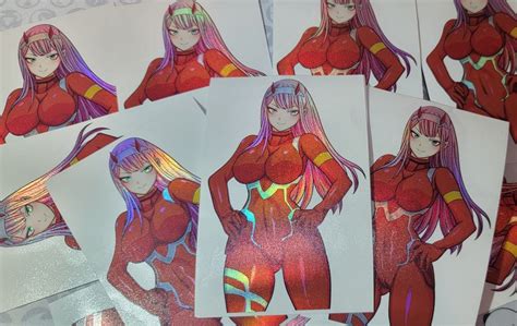 Zero Two Waifu Spotholo Sticker Etsy