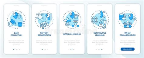 Walkthrough Cognitive Computing Work With Blue Icons Stock Illustration