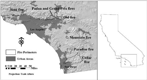 Map Of The Southern California Wildfires The Frame On The Left Shows