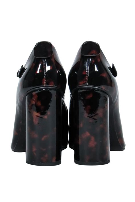 Tory Burch Black And Brown Tortoise Shell Patent Leather Mary Jane