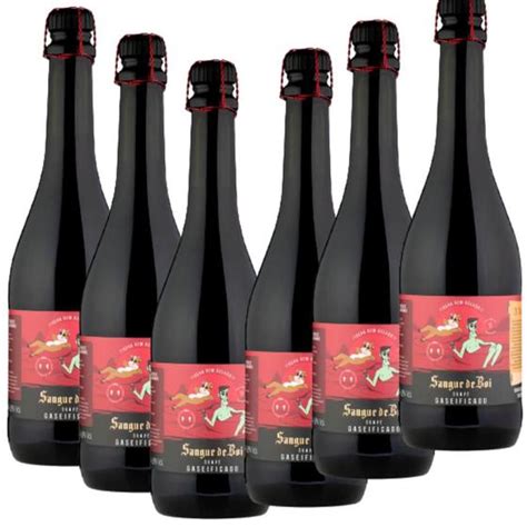 Kit 6 Vinho Gaseificado Sangue De Boi Tinto Suave 660 Ml Vinho