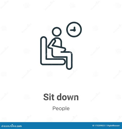Sit Down Outline Vector Icon Thin Line Black Sit Down Icon Flat