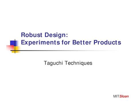 Pdf Robust Design Experiments For Better Products Taguchi