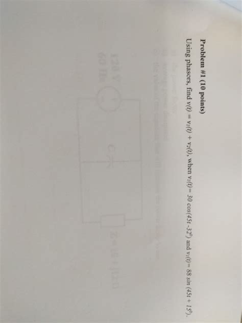solved using phasors find v t v 1 t v 2 t when
