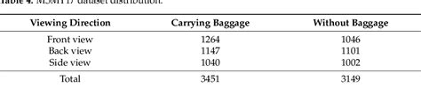 Table 4 From Detection And Classification Of Human Carrying Baggage