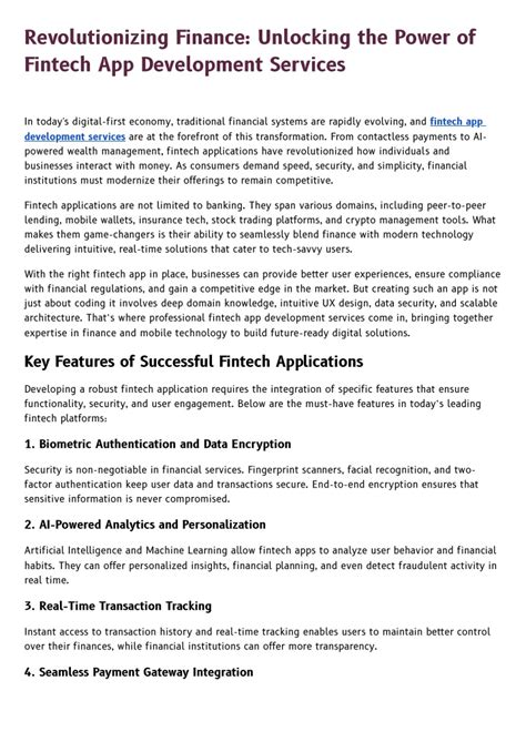 Ppt Revolutionizing Finance Unlocking The Power Of Fintech App Development Services