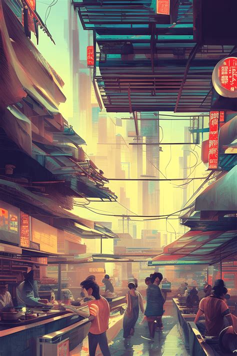 Ramen Shop In Futuristic Slum Setting By Pedro Correa Creative Fabrica