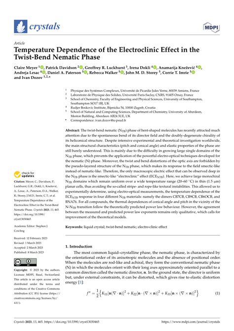 Pdf Temperature Dependence Of The Electroclinic Effect In The Twist