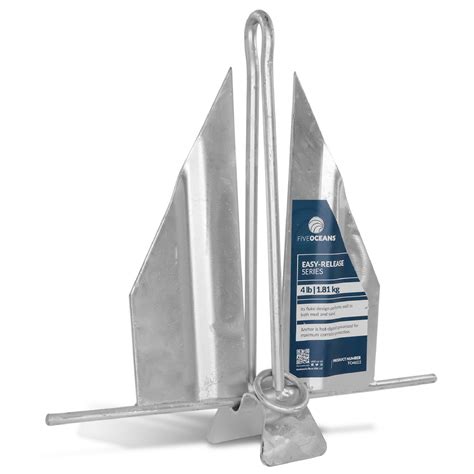 Five Oceans Boat Anchor Fluke Anchor 4 Lb Galvanized Steel Slip