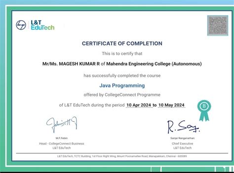 🌟 Excited To Share That I Have Successfully Completed The Java Programming Course Under The