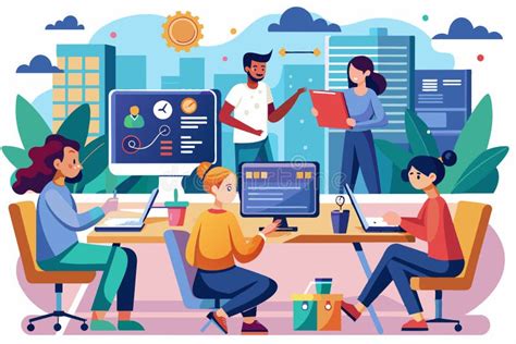 A Diverse Group Of Colleagues Collaborates In A Bright Workspace Sharing Ideas And Working On