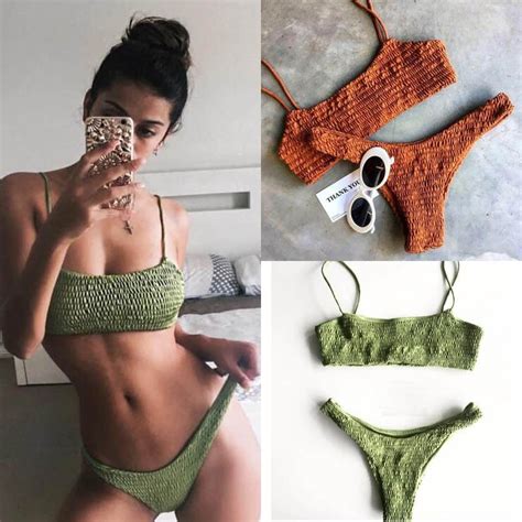 Meihuida Bikinis 2021 Mujer Women Swimwear Women Push Up Padded Bra