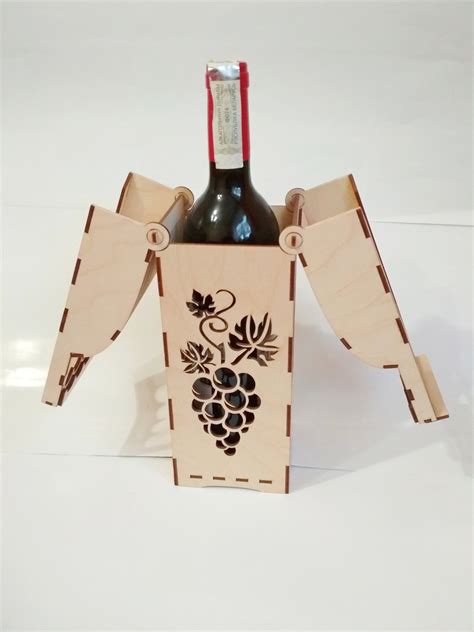 Wine Box Svg Vector Files Laser Cut Dxf File Two Pattern Etsy
