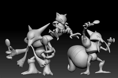 Pokemon Abra Kadabra Alakazam 3d Model 3d Printable Stl Ztl