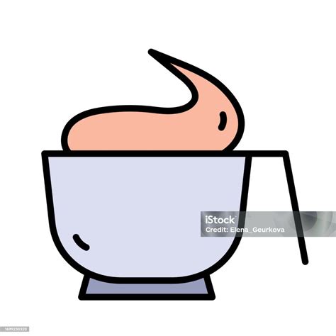 머리 염색 키트 색상 아이콘입니다 얇고 간단한 그림입니다 그릇에 크림 플랫 기호입니다 벡터 격리 도면 건강한 생활방식에 대한