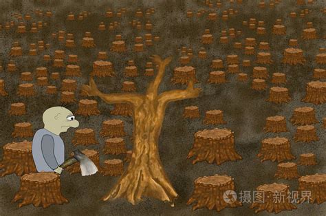 被砍伐的森林卡通图片 砍伐森林卡通图片 伤感说说吧