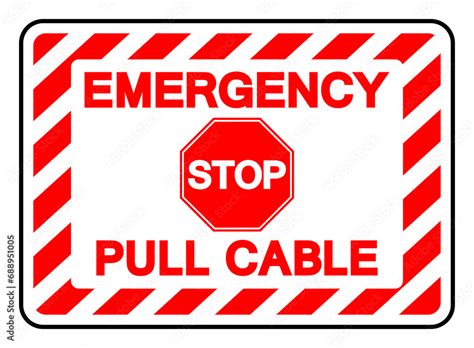 Emergency Stop Pull Cable Symbol Sign Vector Illustration Isolate On White Background Label