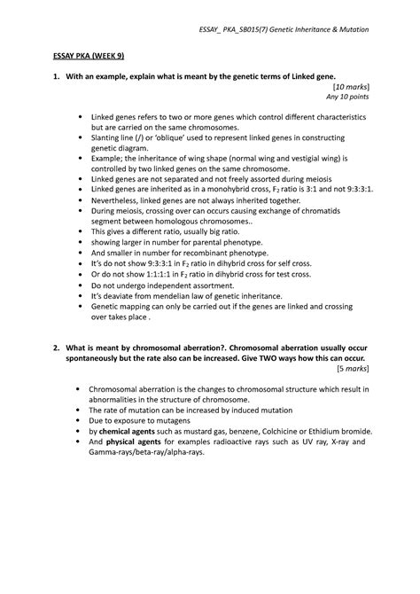 Essay PKA 7 ESSAY PKA SB015 7 Genetic Inheritance Mutation ESSAY
