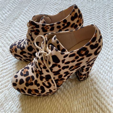 Allegra K Leopard Print Faux Suede Platform Chunky Depop