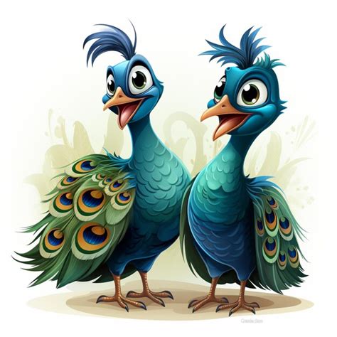Premium Photo There Are Two Peacocks Standing Next To Each Other On A