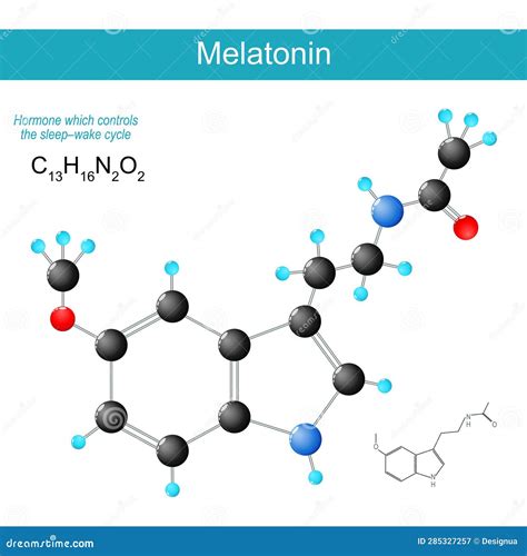 Melatonin Molecule Molecular Chemical Structural Formula Stock Vector