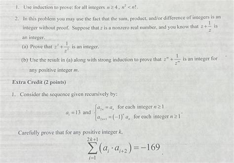 1. Use induction to prove: for all integers n≥4,n2 | Chegg.com