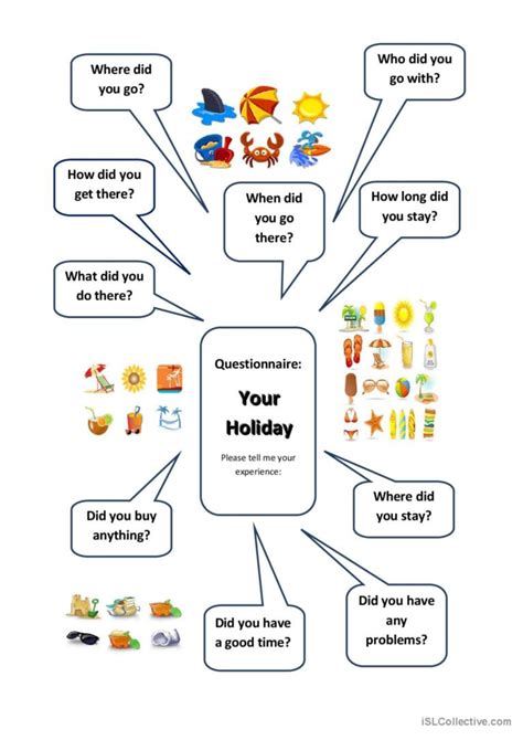 Holiday Questionnaire Discussion Sta English ESL Worksheets Pdf Doc