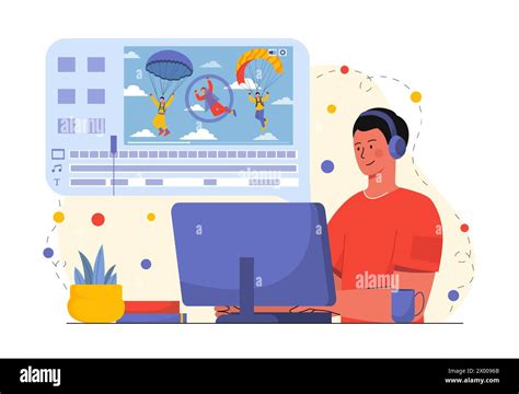 Video Editor Man Vector Stock Vector Image And Art Alamy