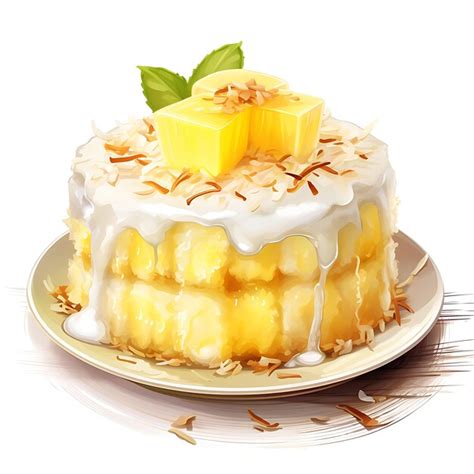 Premium Ai Image Watercolor Of Thai Durian Sticky Rice Cake Thai