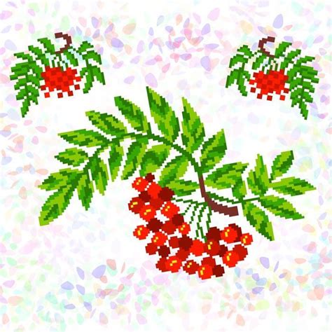 Горобина 3 фраґменти K 347 Confetti Флізелін з малюнком Схеми на