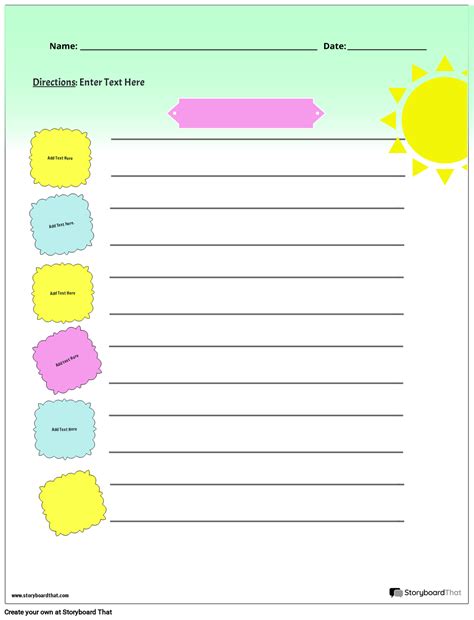 Vibrant Sky Themed Poetry Worksheet Template Storyboard