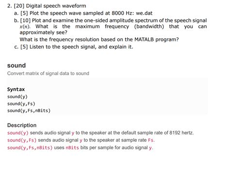 Digital Speech Waveform A Plot The Chegg