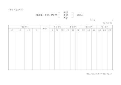 별지 제12호서식 세출예산월별분기별 배정집행지출 계획서