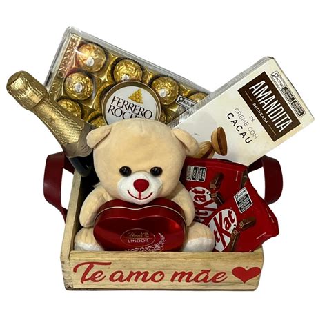 Cesta de Chocolates e Pelúcia Para Sua Mãe Nova Flor