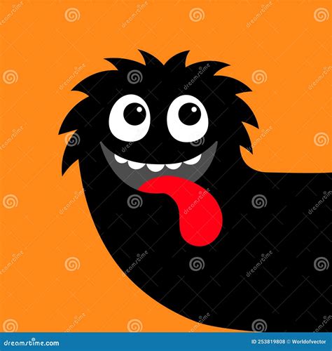 Monster Peek From Corner Black Head Face Silhouette Happy Halloween
