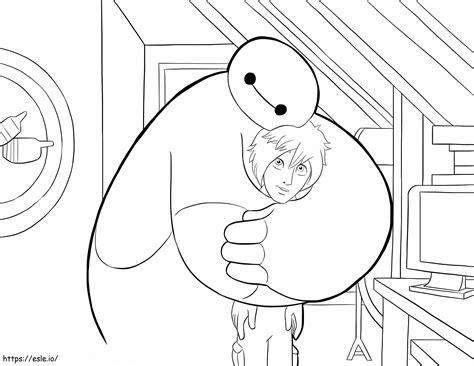 Baymax Is Hugging Hiro Coloring Page