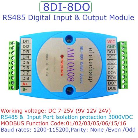 8di 8do 16di 16do rs485 isolated communication modbus rtu plc expansion