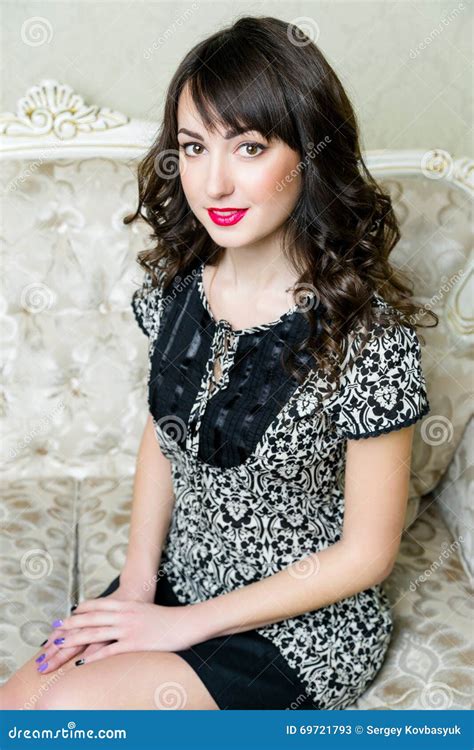 Brunette Lady In A Delicate Lace Dress Stock Image Image Of Brunette