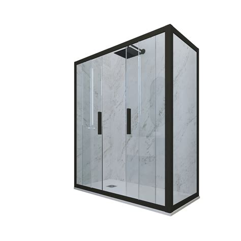 Cabine Parois De Douche Coulissante 80x170 Cm H 200 En PVC Noir Matt